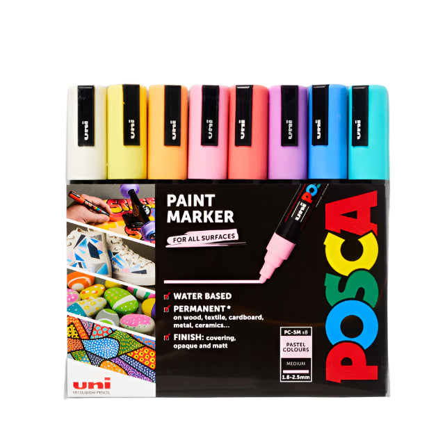 POSCA PC-5M Medium Paint Marker Pens - Pastel - Pack of 8 – Ink Robot