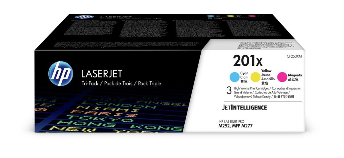 Genuine HP CF253XM (201X) Cyan Magenta Yellow Printer Toner Cartridge ...